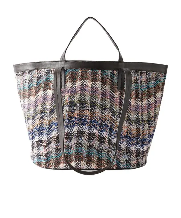 Missoni Medium Leather-trimmed Metallic Crochet-knit Tote