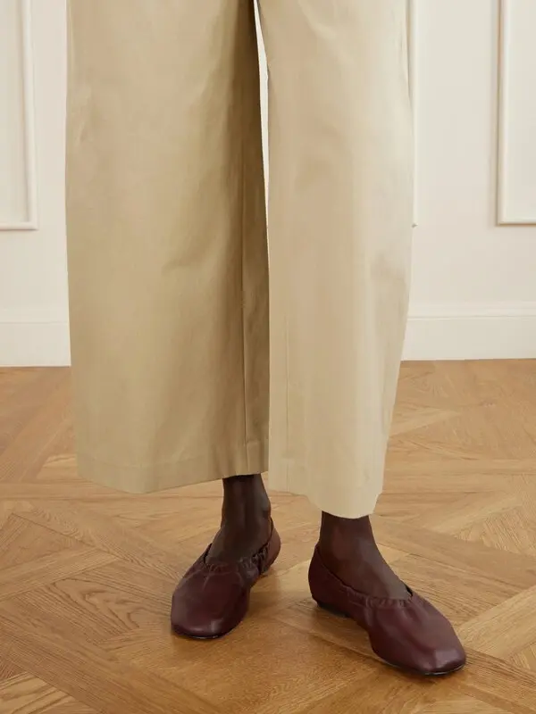Le Monde Beryl Gathered Leather Ballet Flats