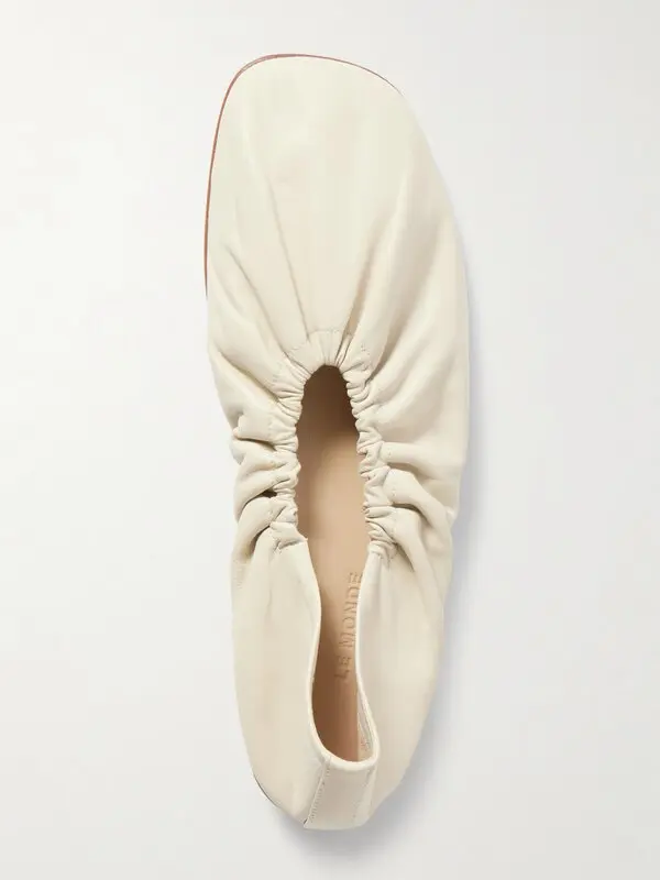 Le Monde Beryl Gathered Leather Ballet Flats