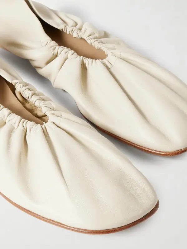 Le Monde Beryl Gathered Leather Ballet Flats