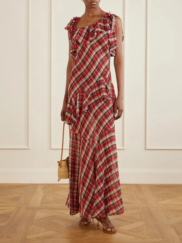 DÔEN Vintage Plaid Midi Dress