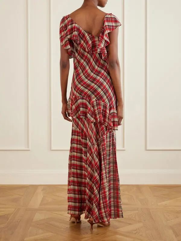 DÔEN Vintage Plaid Midi Dress