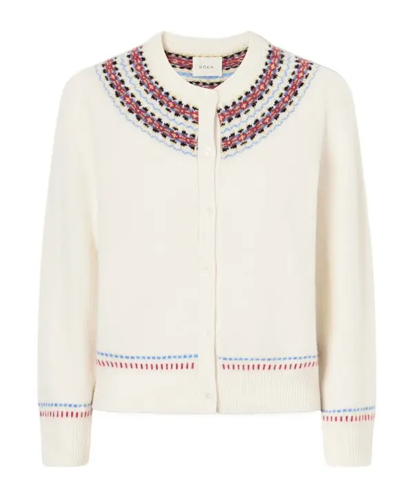 DÔEN Embroidered Wool And Cashmere-blend Cardigan - Ivory