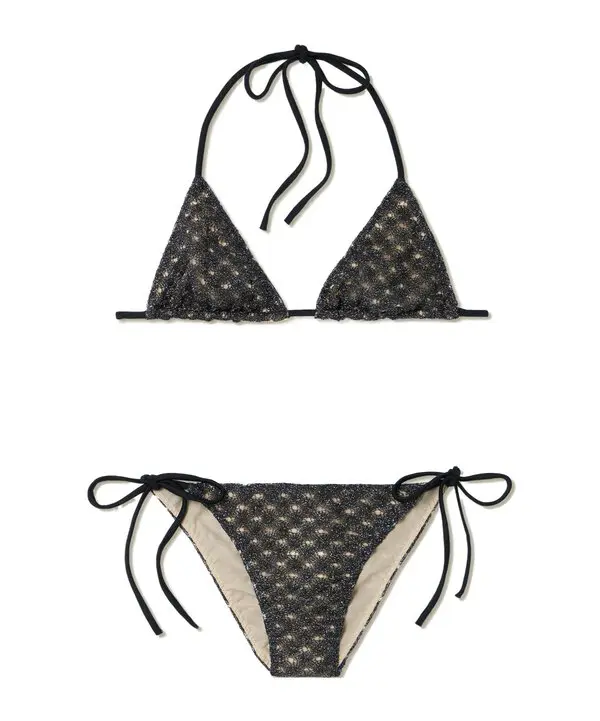 Missoni Metallic Crochet-knit Triangle Bikini - No