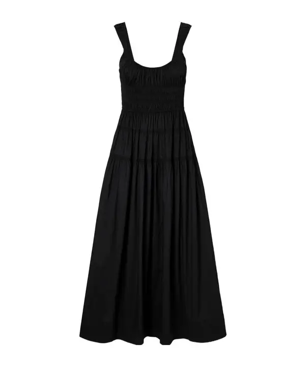 DÔEN Shirred Organic Cotton-poplin Midi Dress