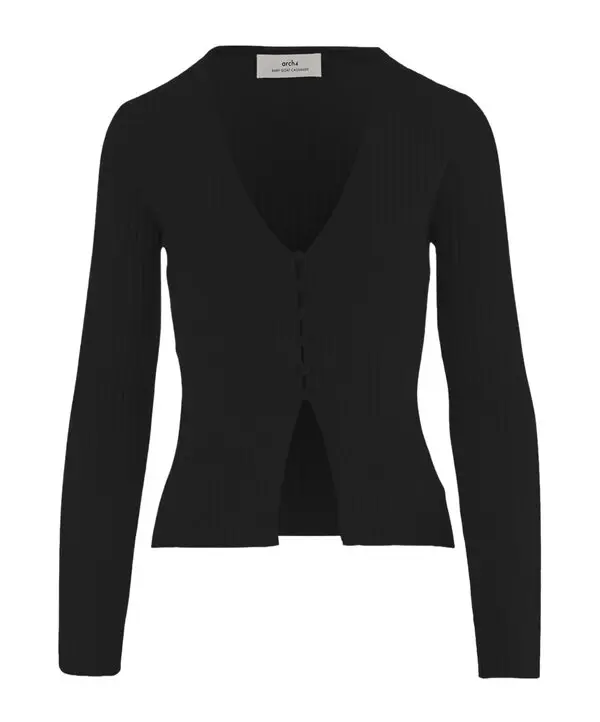 Arch4 Ribbed V-neck Cardigan - Black