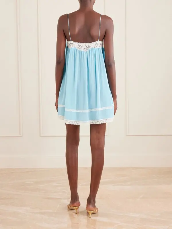DÔEN Lace-trimmed Silk Mini Dress