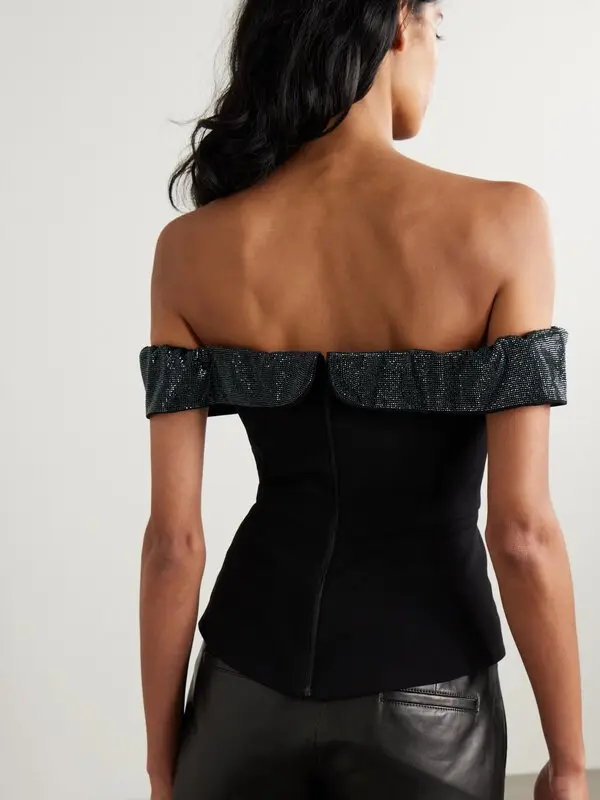 SELF-PORTRAIT Off-shoulder Sequin Top