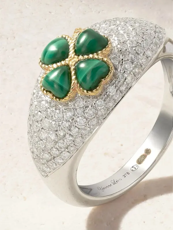 Yvonne Léon 9-karat White And Gold, Malachite And Diamond Ring