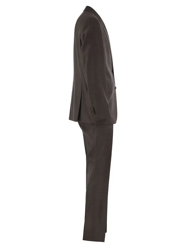 BOSS Stretch Virgin Wool Suit - Brown