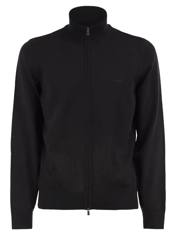 BOSS Pure Virgin Wool Zip-up Cardigan