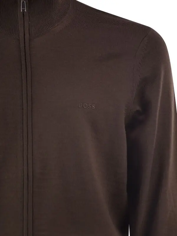 BOSS Pure Virgin Wool Zip-up Cardigan