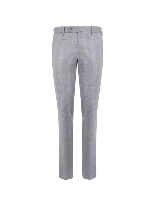 PT TORINO Herringbone-weave Wool Trousers - Grey