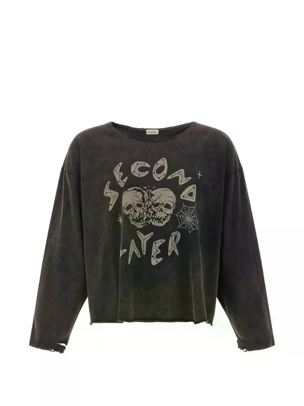 SECOND / LAYER Skull-print Long-sleeve T-shirt