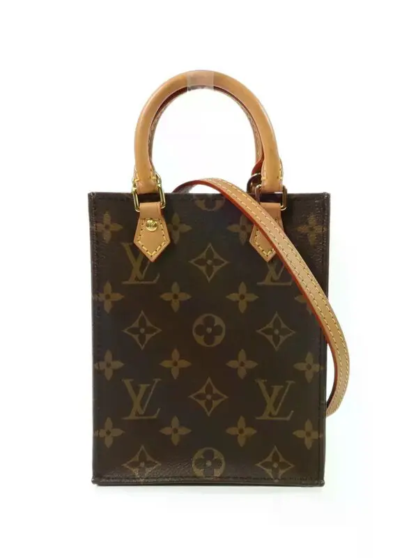 LOUIS VUITTON Petit Sac Plat Monogram Tote Bag - Brown