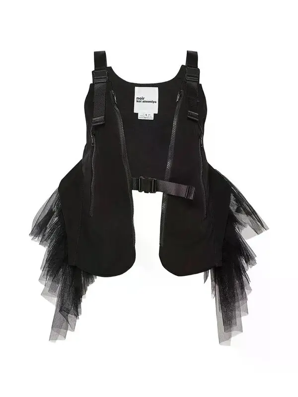 Noir Kei Ninomiya Tulle-trimmed Buckled Vest