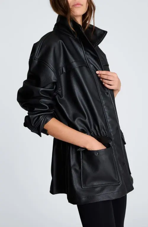 KENNETH COLE Faux Leather Cinch Waist Anorak