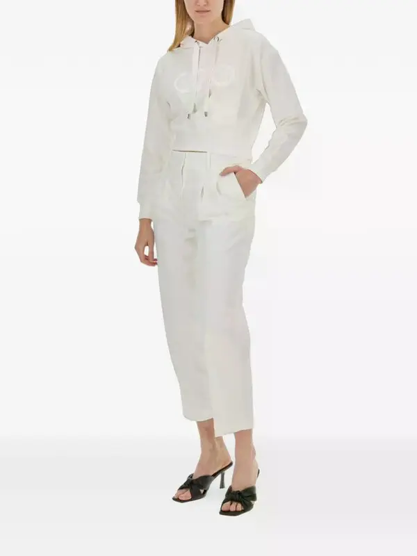 Michael Kors Logo-embroidered Cropped Hoodie - White