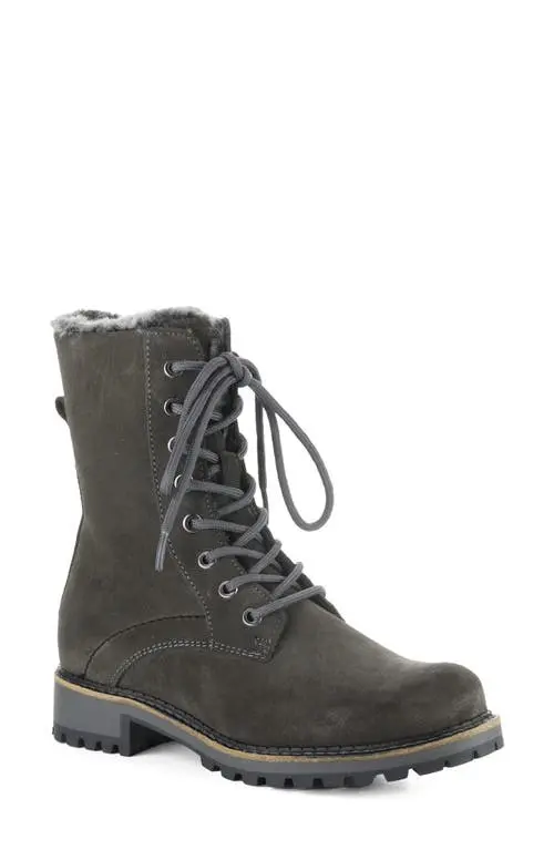 BOS. & CO. Cyrus Leather Boot With Faux Fur Trim - Anthracite