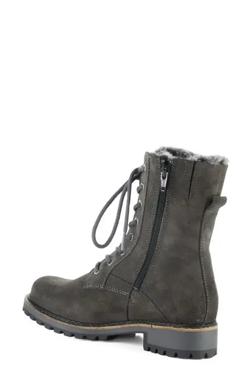 BOS. & CO. Cyrus Leather Boot With Faux Fur Trim - Anthracite