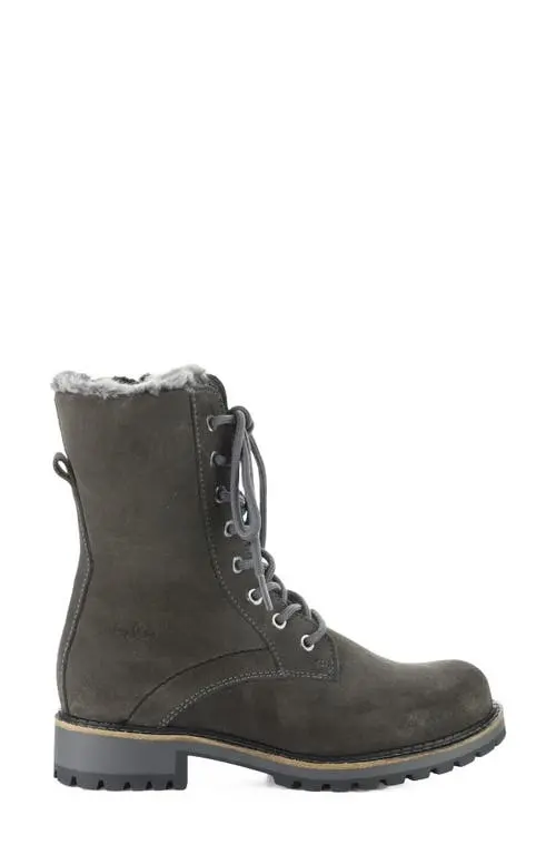 BOS. & CO. Cyrus Leather Boot With Faux Fur Trim - Anthracite