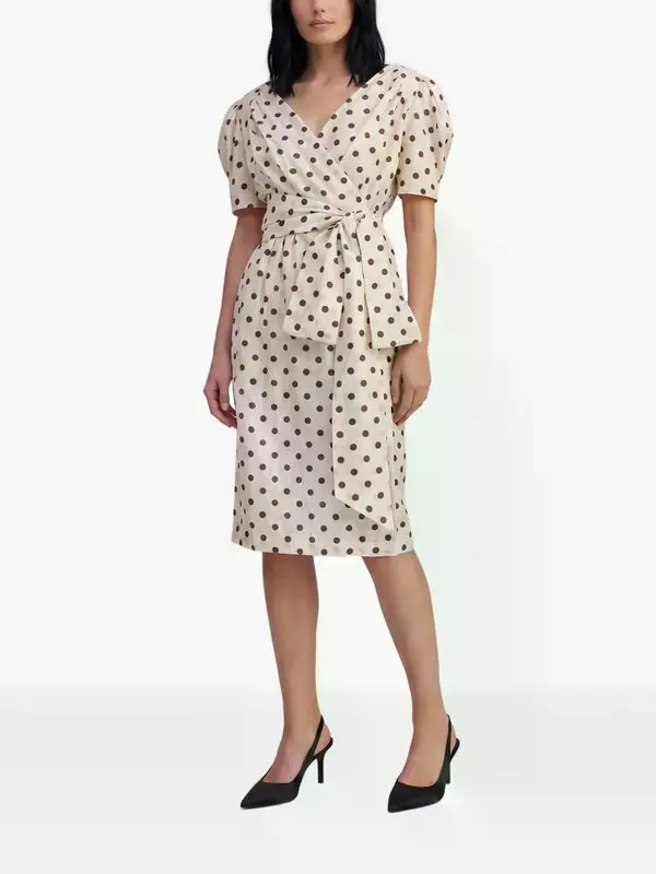 Pierre Balmain Polka-dot Belted Midi Dress