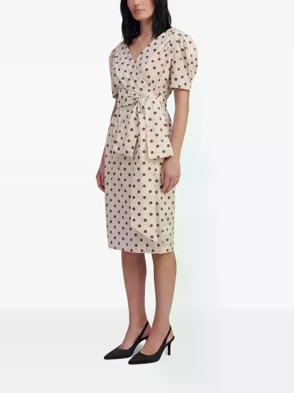 Pierre Balmain Polka-dot Belted Midi Dress
