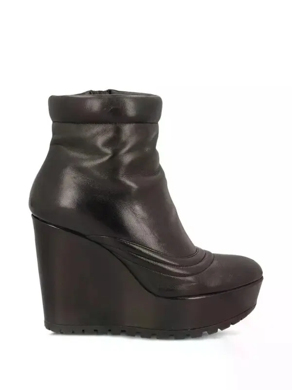 Prada Wedge Leather Ankle Boots