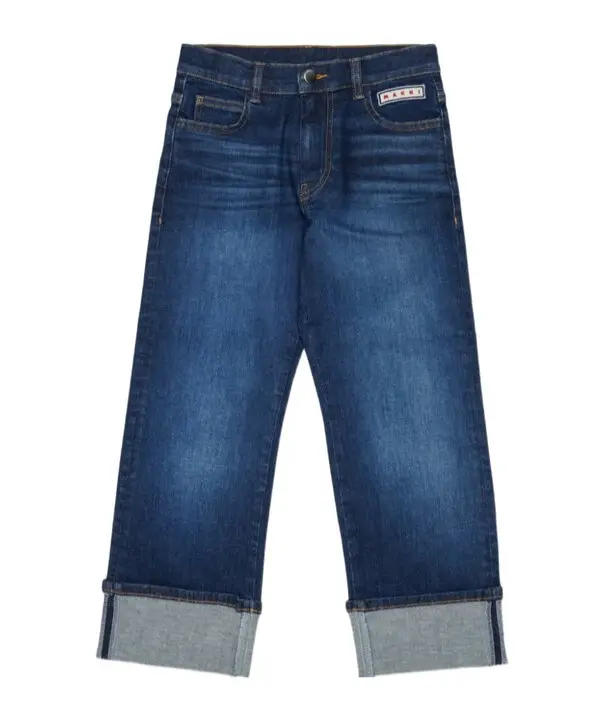 Marni Dark Stretch Cotton Jeans With Turn-ups