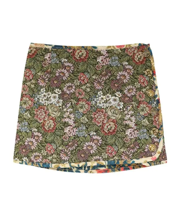 Farm Rio Quilted Floral Reversible Mini Skirt - No