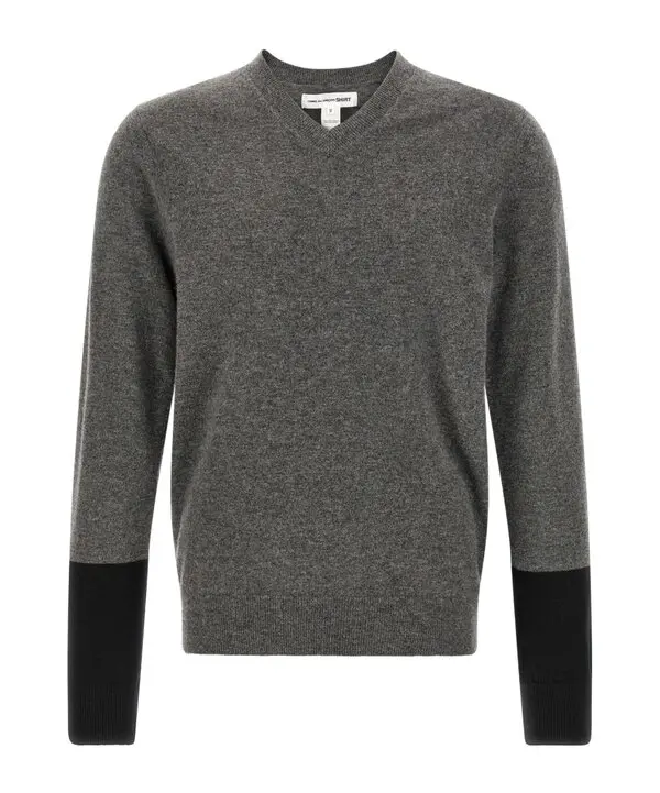 Comme Des Garçons Color-block V-neck Knitted Sweater