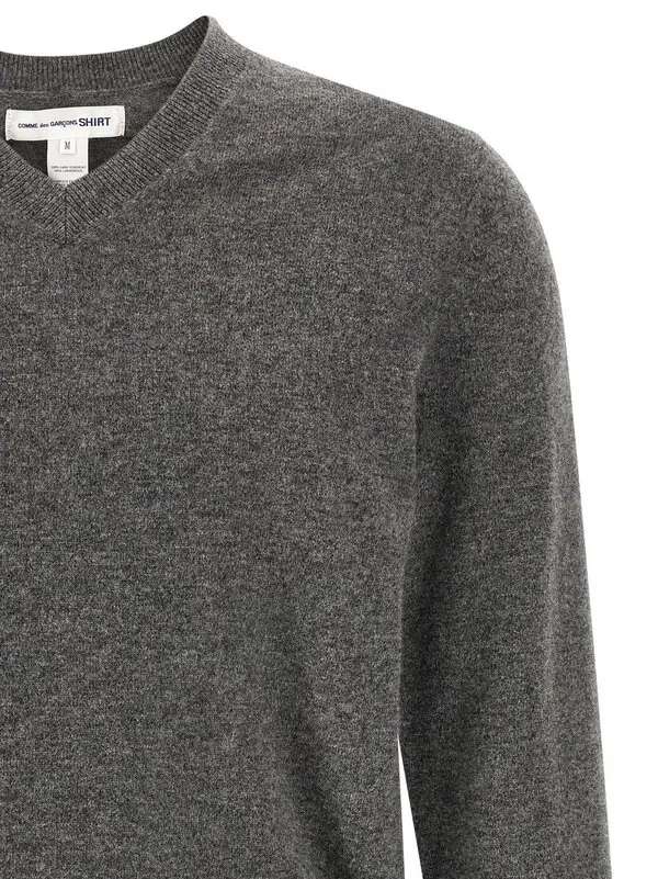 Comme Des Garçons Color-block V-neck Knitted Sweater