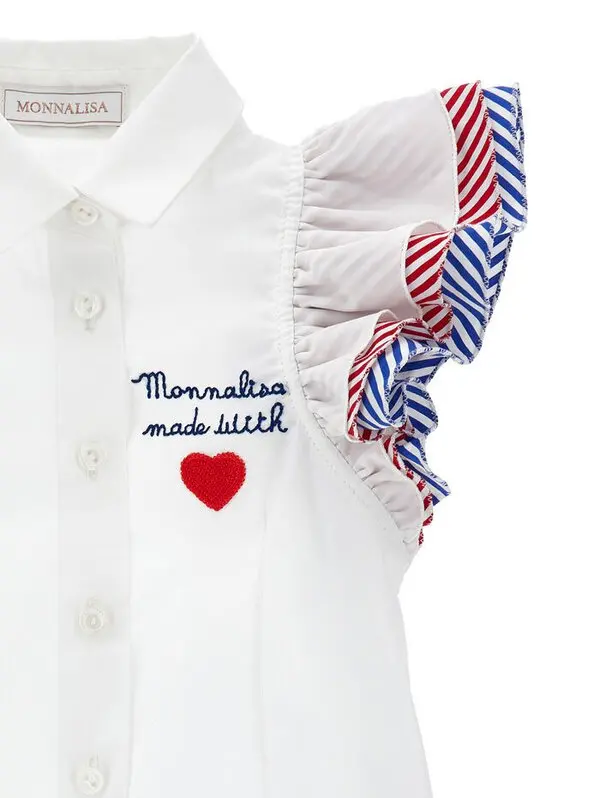 Monnalisa Ruffle Detailed Poplin Blouse