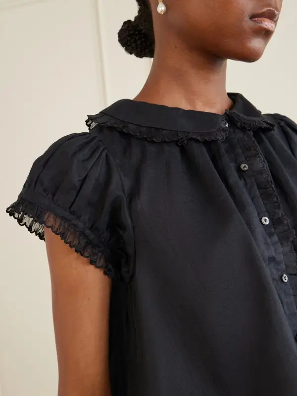 DÔEN Wrinkled Ramie Shirt - Black