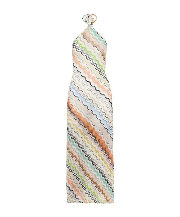 Missoni Striped Crochet-knit Halterneck Maxi Dress - No
