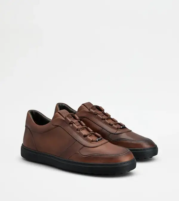 TOD'S Red Dot Sneakers In Leather - Brown