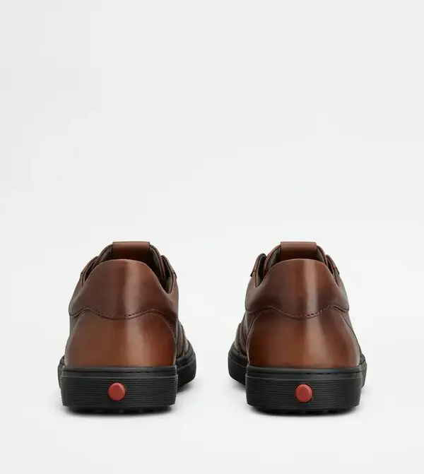 TOD'S Red Dot Sneakers In Leather - Brown