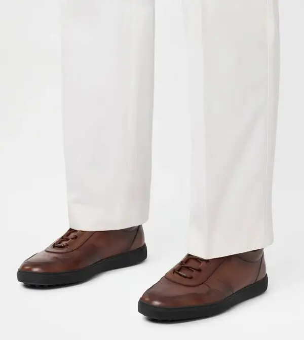 TOD'S Red Dot Sneakers In Leather - Brown