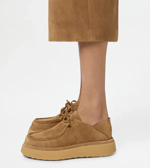 TOD'S Suede Platform Lace-up Shoes