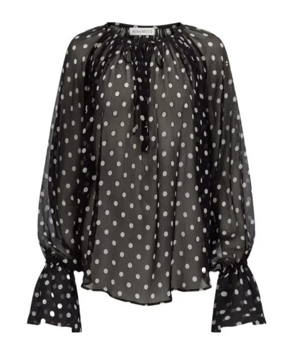Nina Ricci Polka-dot Silk Blouse