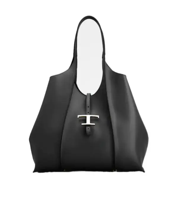 TOD'S T Timeless Shopping Bag In Leather Medium - Black