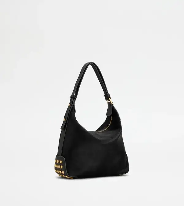 TOD'S Metal Dots Mini Bag In Pony Effect Leather - Black