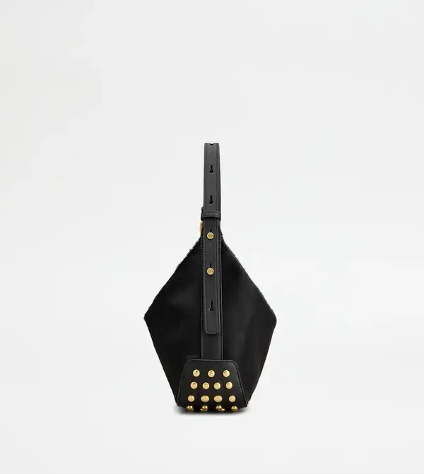 TOD'S Metal Dots Mini Bag In Pony Effect Leather - Black