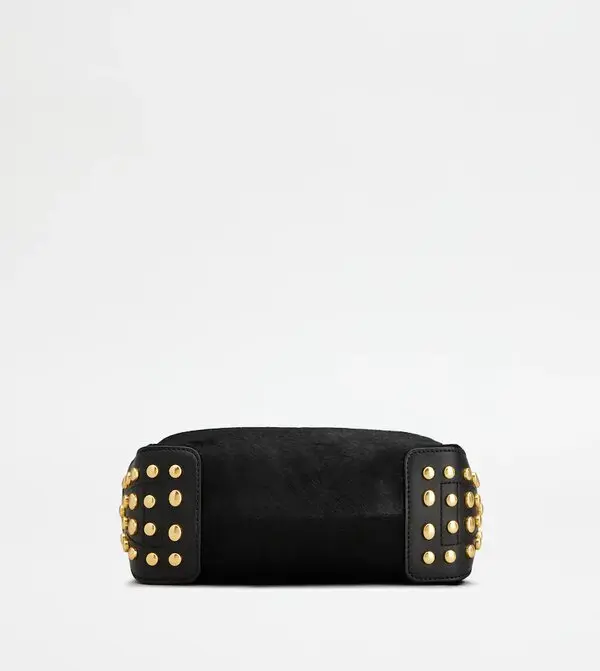 TOD'S Metal Dots Mini Bag In Pony Effect Leather - Black