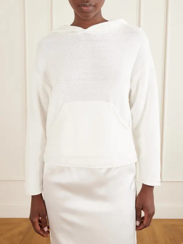 LESET Mae Open-knit Cotton-blend Hoodie