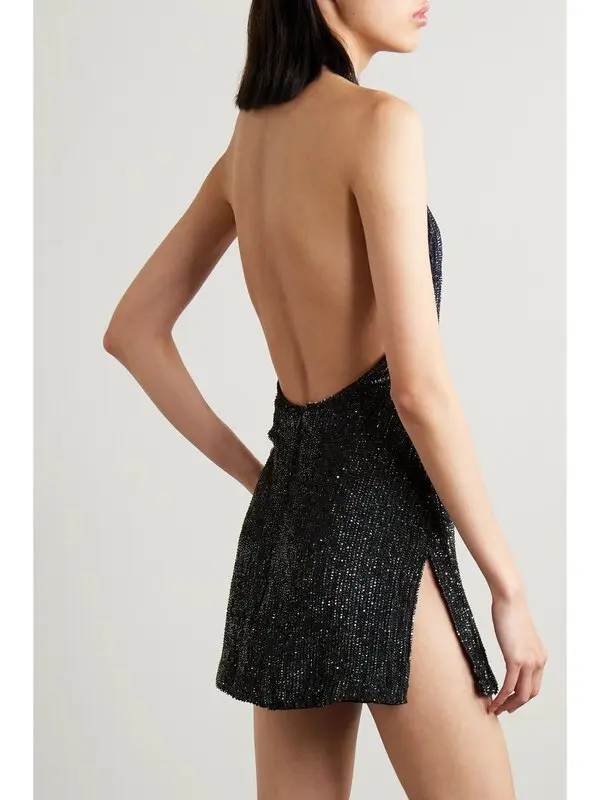 Retrofete Sequin Halter Mini Dress