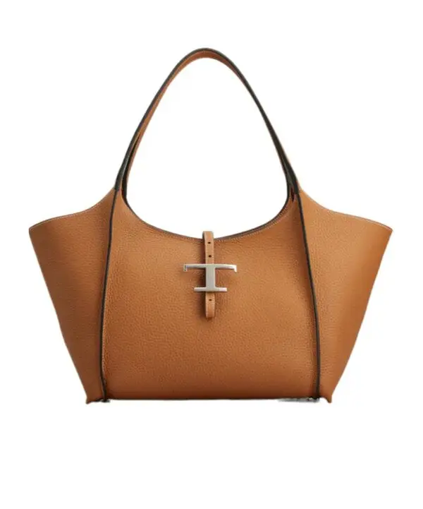 TOD'S T Timeless Shopping Bag In Leather Small - Brown