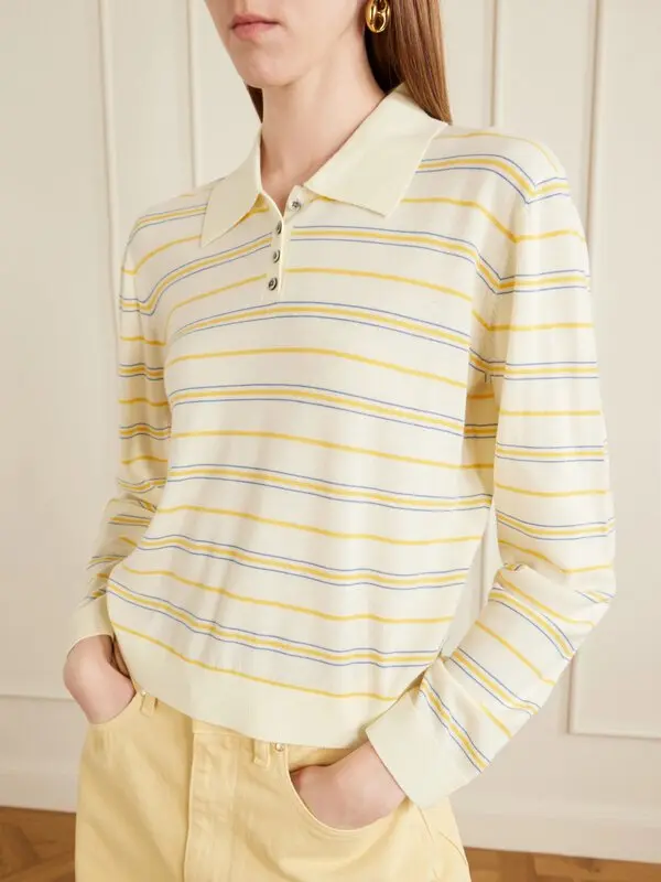 LESET James Striped Merino Wool Polo Shirt