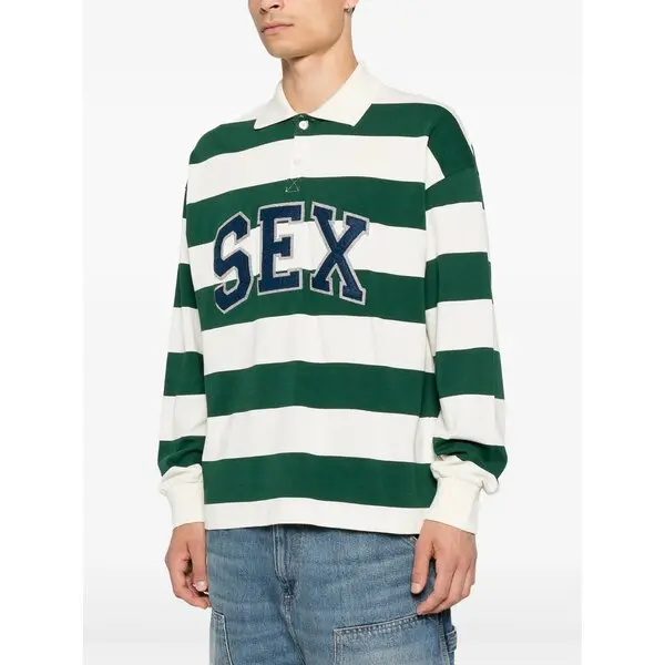 CARNE BOLLENTE Striped Polo Shirt - Green/neutral