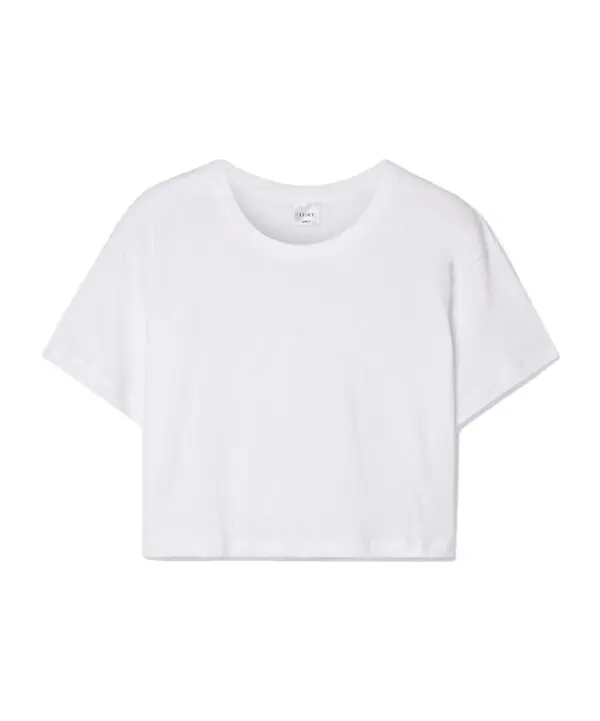 LESET Cropped Slub Cotton-jersey T-shirt